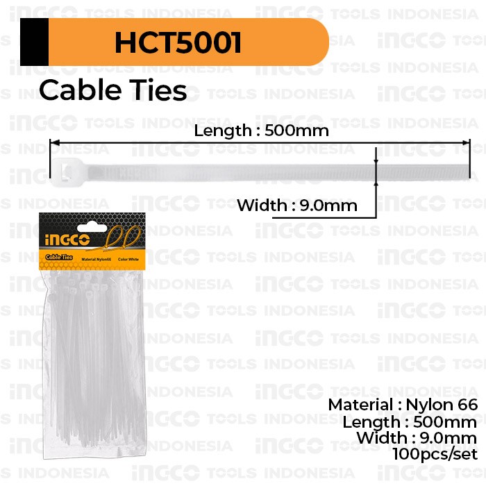 Jual [500mm] Cable Ties Putih Nylon 66 INGCO HCT5001 Pengikat Kabel ...