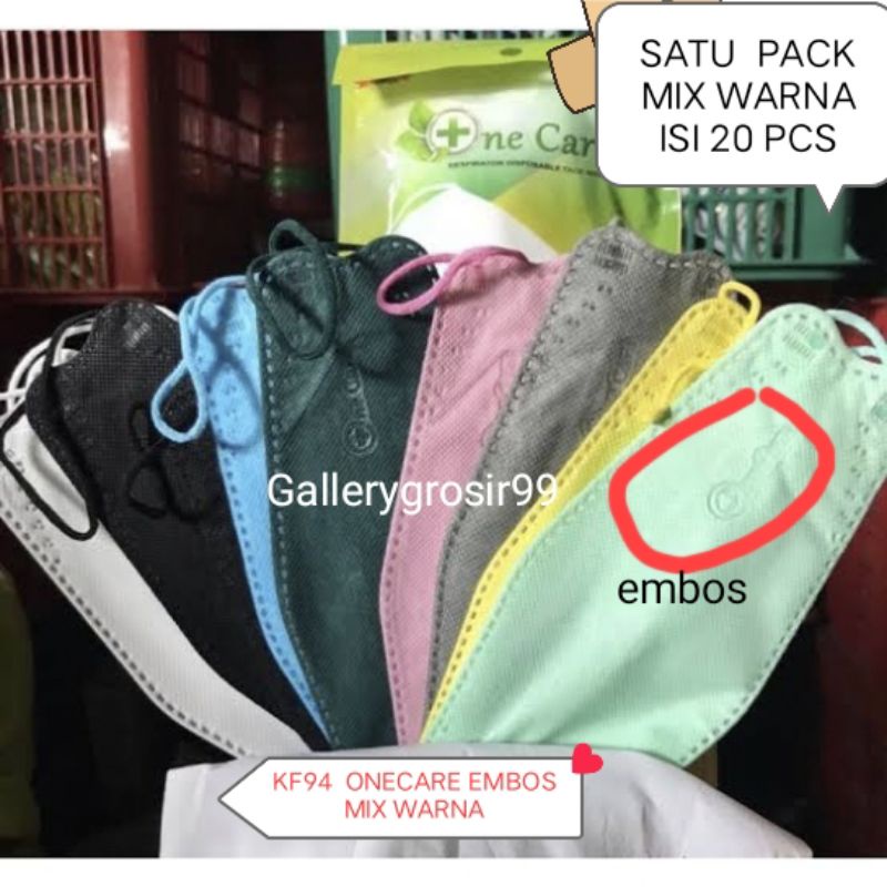 Jual MASKER KF94 ONECARE EMBOS MIX WARNA | Shopee Indonesia