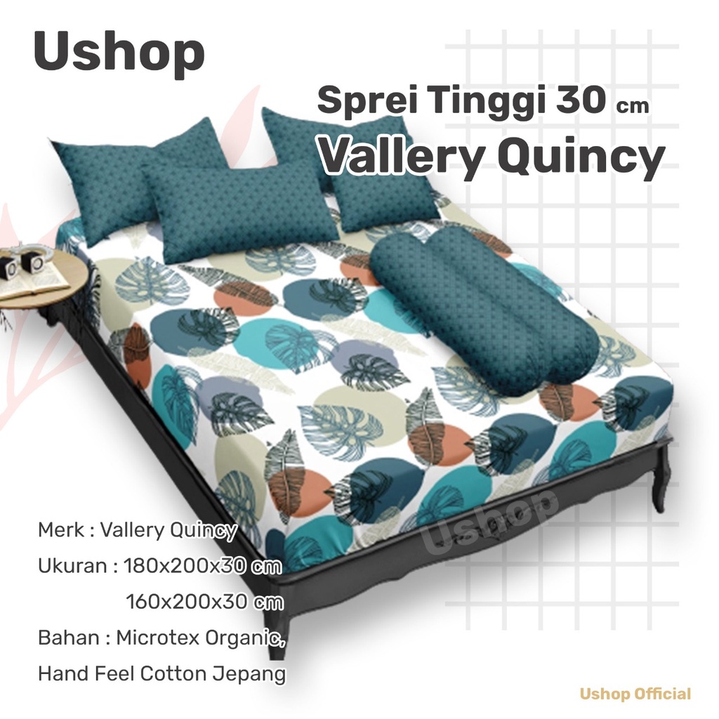Jual VALLERY Quincy Set Sprei 180x200 / 160x200 Tinggi 30 Cm King Queen Size USHOP | Shopee ...