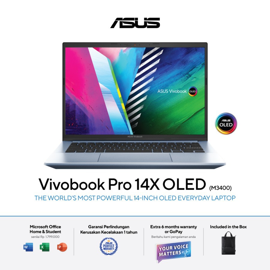 Jual ASUS Vivobook Pro Laptop 14" Solar Silver M3400QA-OLEDS752 R7 ...