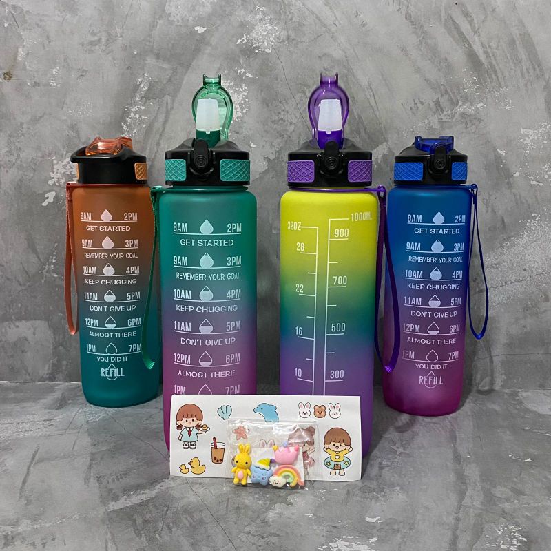 Jual Botol minul Viral 1 liter gradasi motivasi Free Stiker 3D 2D ...