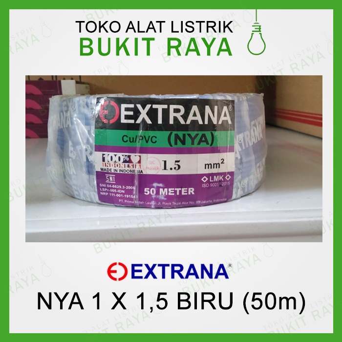 Jual EXTNYA15B Extrana Kabel NYA 1,5 Biru 1 x 1,5 50m | Shopee Indonesia