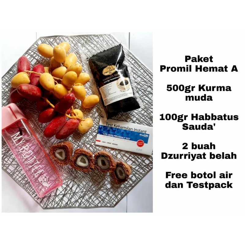 Jual paket A hemat promil (kurma muda,habbatussauda,buah dzurriyat ...