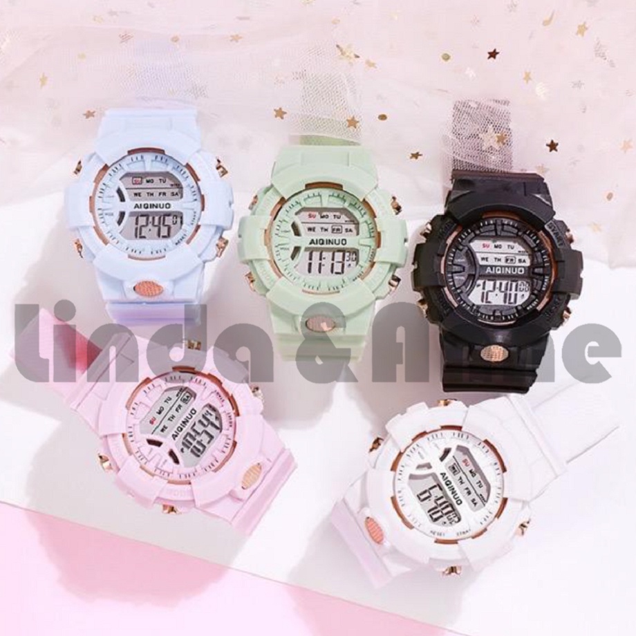 Jual [COD] Jam Tangan Rubber Digital Sport Bulat Wanita Dan Pria ...