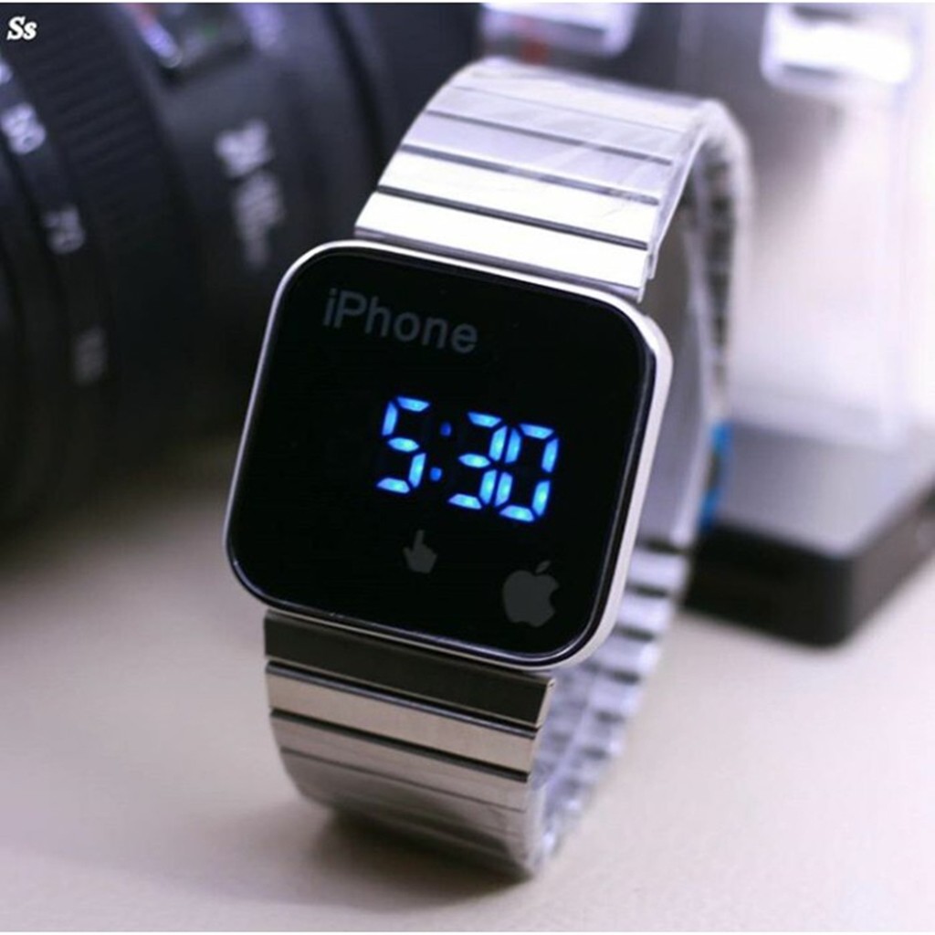 Jual Jam Tangan Iphone LED Layar Sentuh Rantai Warna Silver | Shopee ...