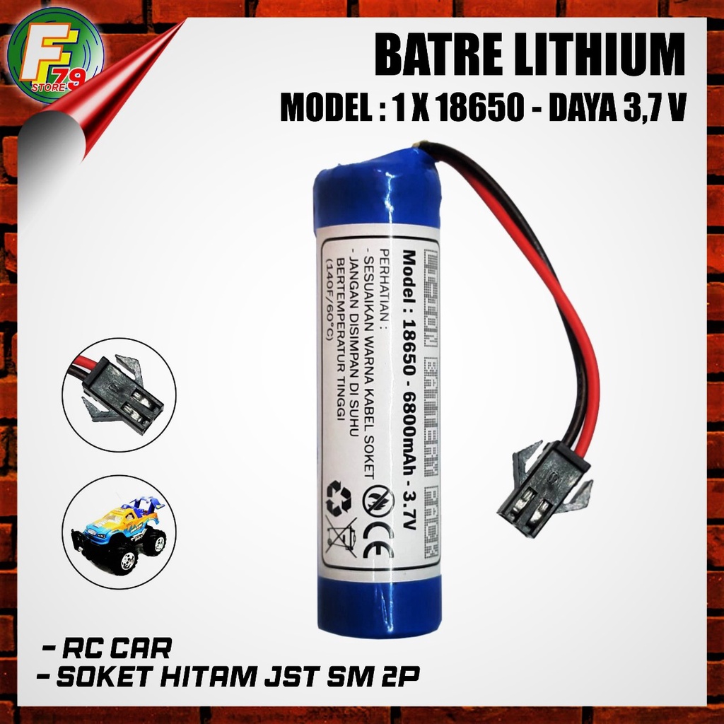 Jual Batre Cas Rakit Mobil RC Type Li-Ion 18650 Soket Hitam 3.7V ...