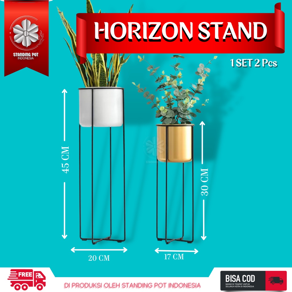 Jual Standing Pot Besi Minimalis 1 set 2 Pcs Stand Plant Flower Rak ...