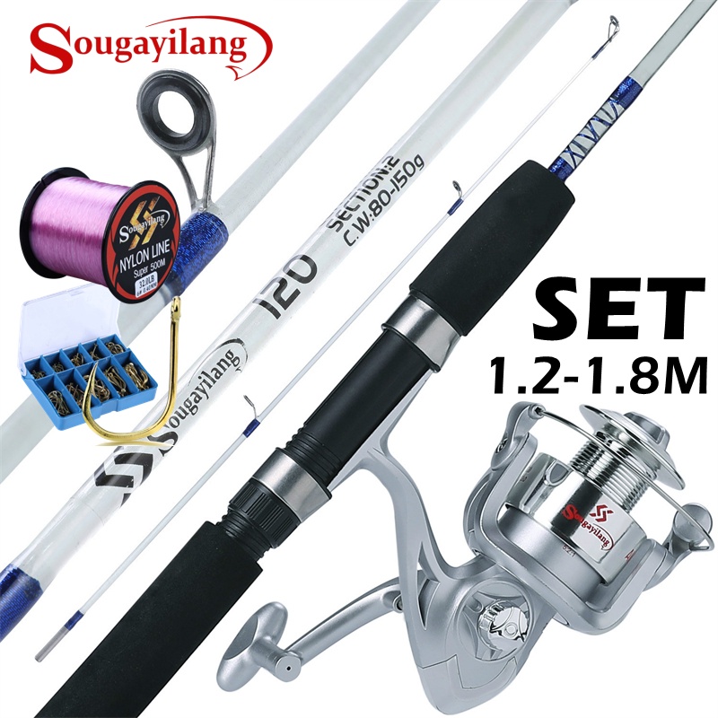 Jual Sougayilang Pancingan Set Lengkap Joran Pancing Set 1.2m 1.8m Dan Spinning Reel Pancing ...