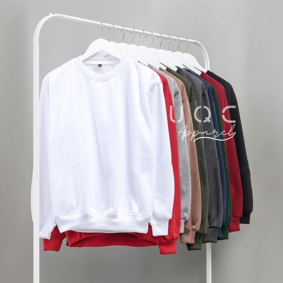 Jual Basic Sweater Polos Pria Wanita M - L - XL - XXL Sweater Crewneck ...