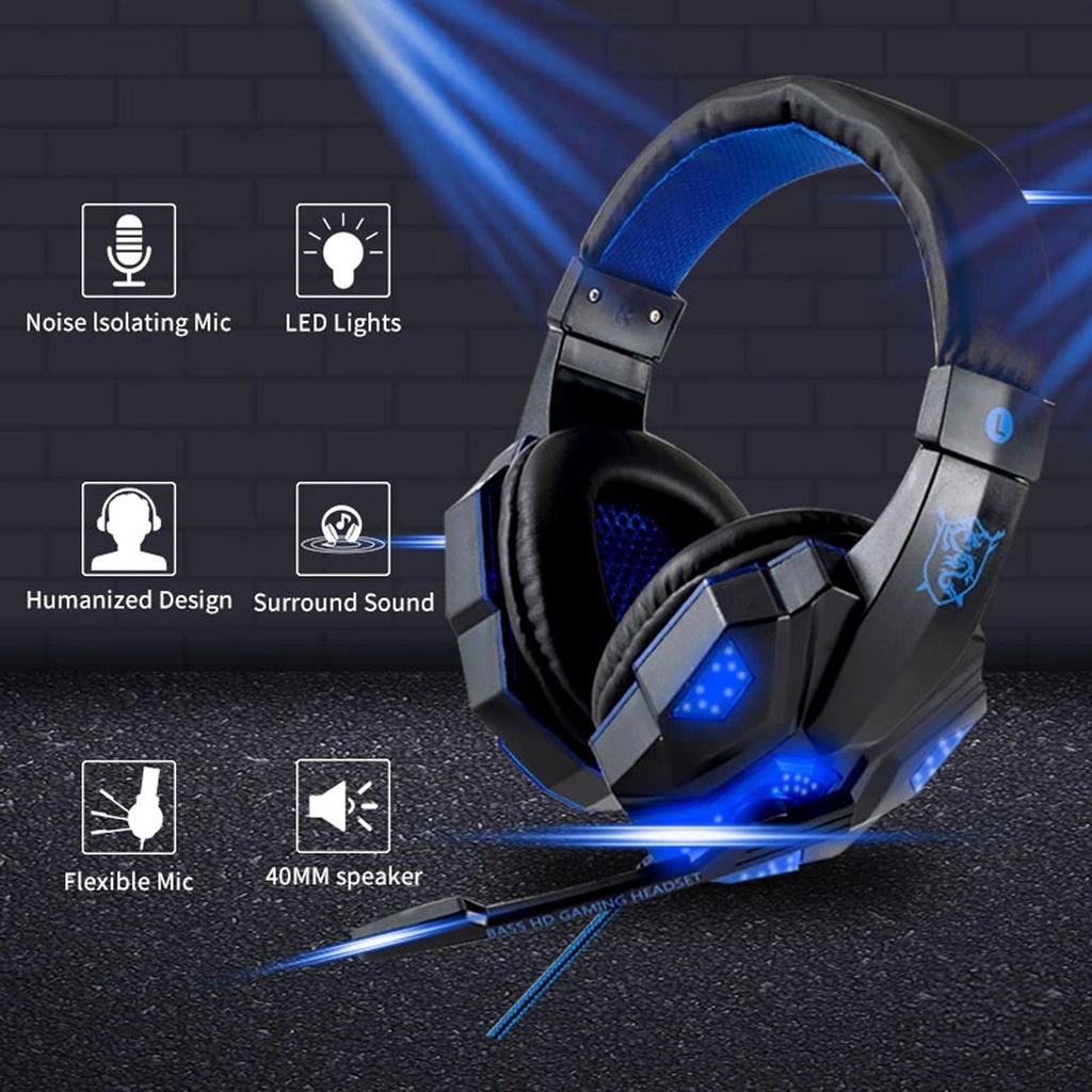 Jual Headset Gaming LED+Microphone LED Gaming Headphone Gamer For ...