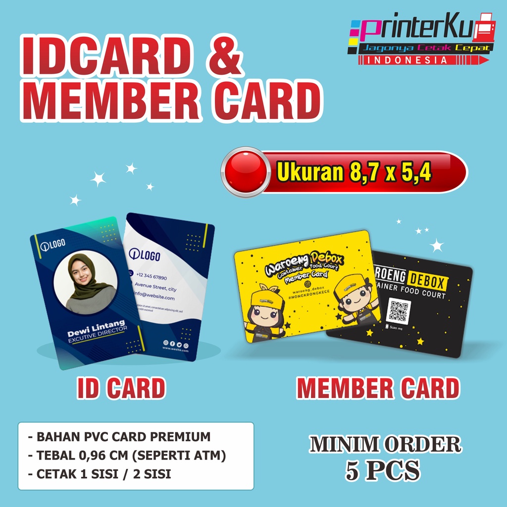 Jual ID CARD BAHAN PVC KARTU MEMBER/KARTU ANGGOTA | Shopee Indonesia