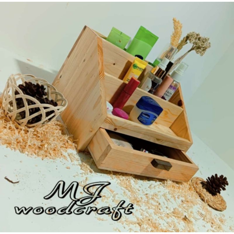 Jual Rak makeup, tempat kosmetik mini, rak kayu minimalis | Shopee ...