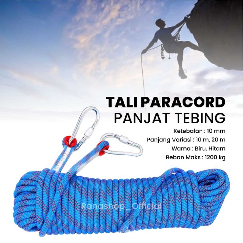Jual Tali Paracord Panjang Tebing Climbing Rope 10mm 20 Meter - 10 ...