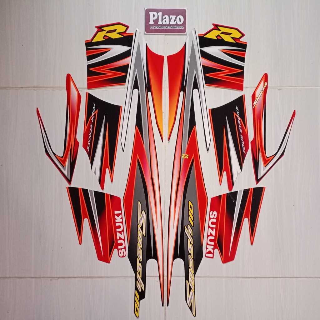 Jual sticker motor smash 110r 2009 hitam-merah | Shopee Indonesia