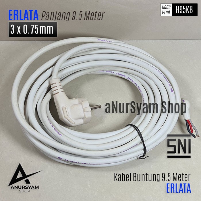 Jual Kabel Buntung Isi 3 Steker Arde 9,5 Meter / Kabel Power Kabel ...