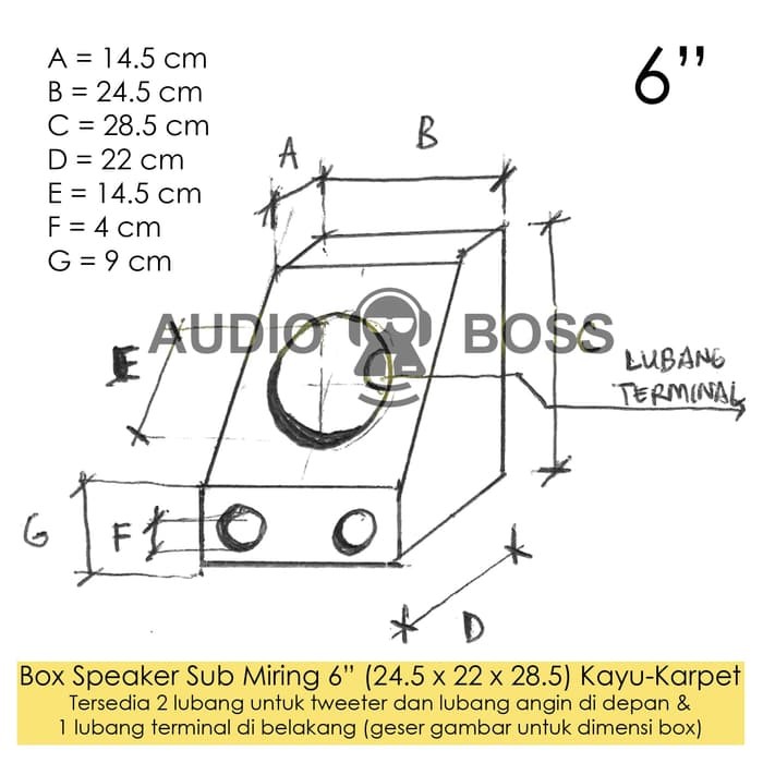Jual Box Boks Speaker Subwoofer Sub Miring 6in 6 inch 6" Kayu Karpet ...