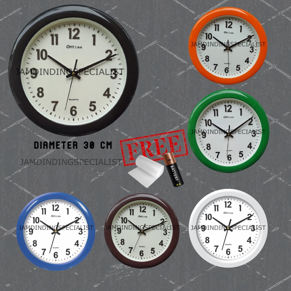 Jual JAM DINDING BESAR POLOS MINIMALIS DIAMETER 30CM ONTIME 767 ...