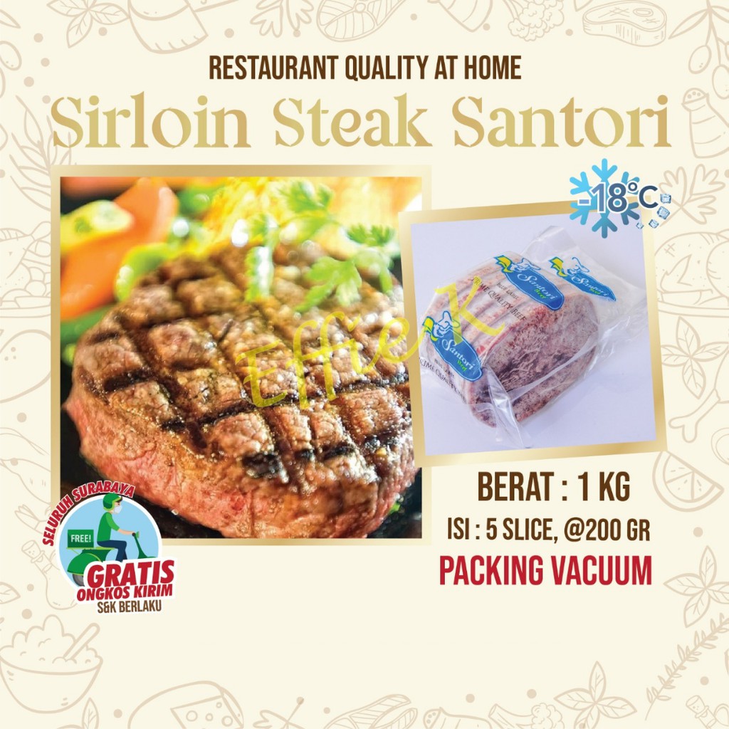Jual Santori Blue Label - Sirloin Steak 1 kg | Shopee Indonesia