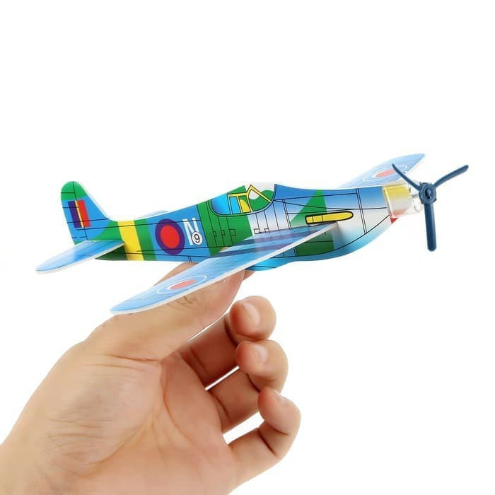 Jual puzzle-3d- mainan jadul pesawat gabus rakit lego flying glider -3d ...