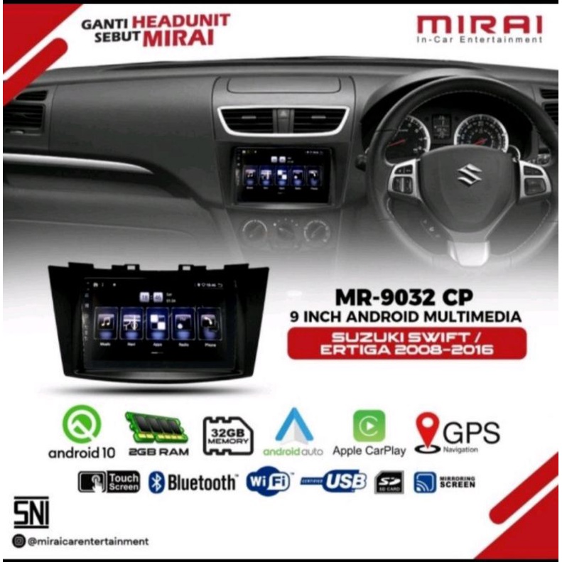 Jual Head unit Ertiga Mirai MR 9032 VC( Voice command)) 2012-2017 Android 9 inch | Shopee Indonesia