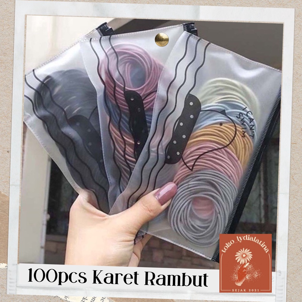 Jual 100pcs Karet Rambut ala Korea free Pouch / Ikat Rambut Elastis ...