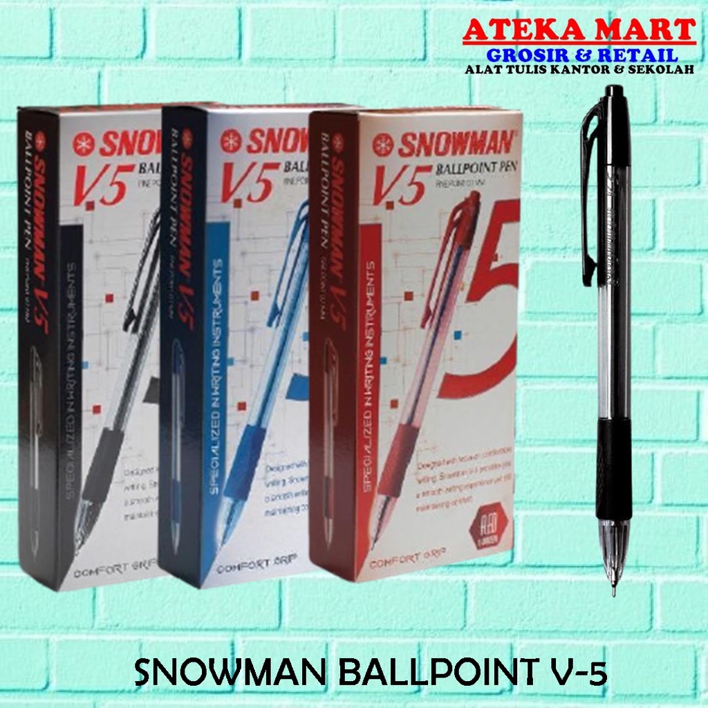 Jual [BOX/12P] SNOWMAN BALLPOINT V-5/PENA/ PULPEN | Shopee Indonesia