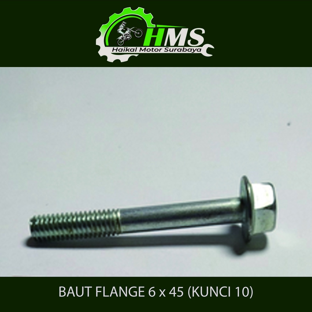 Jual BAUT FLANGE 6 x 45 (KUNCI 10) - BAUD RING TOPI 6 MM , PANJANG 45 ...