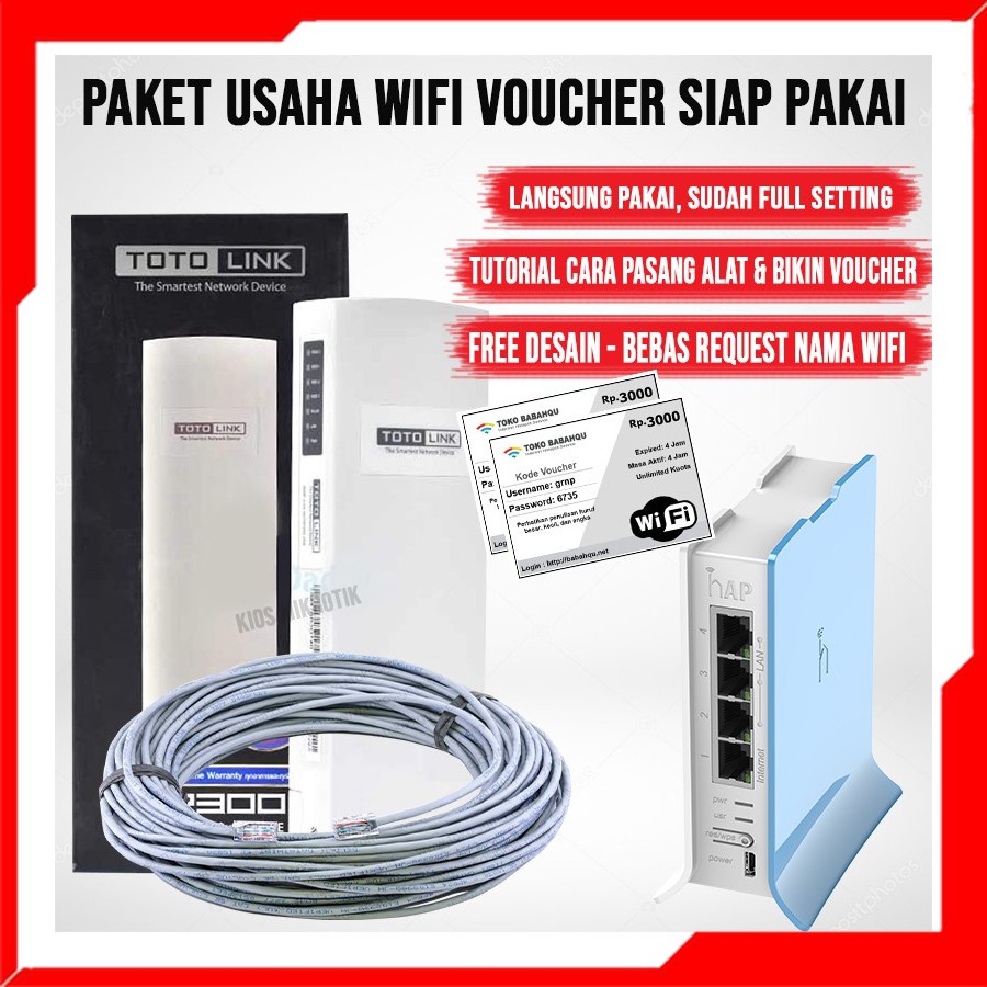 Jual Paket Alat Usaha Wifi Sistem Voucher Billing Hotspot Siap Pakai ...