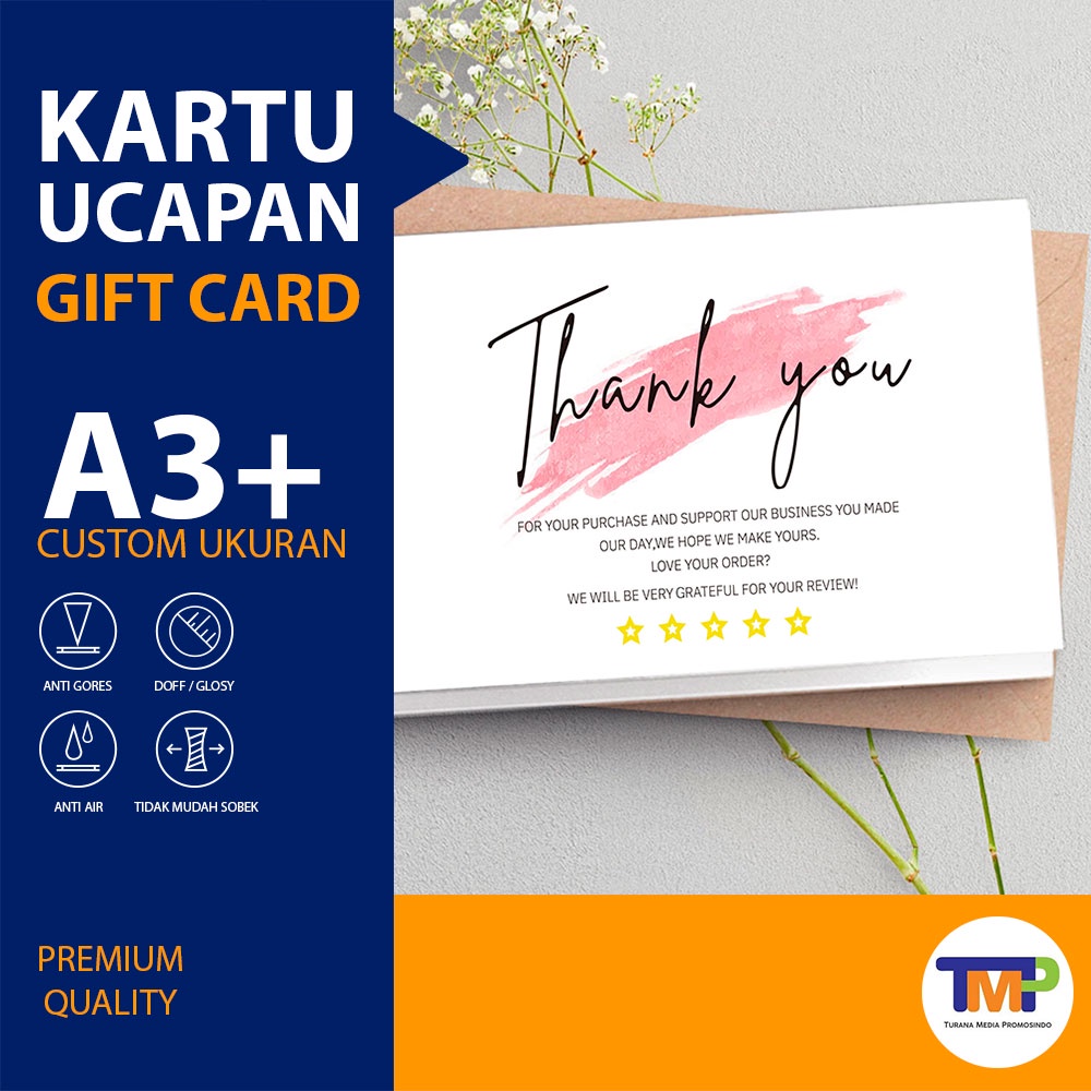 Jual Cetak Thank You Card Custom - Kartu Ucapan Custom - A3+ | Shopee Indonesia