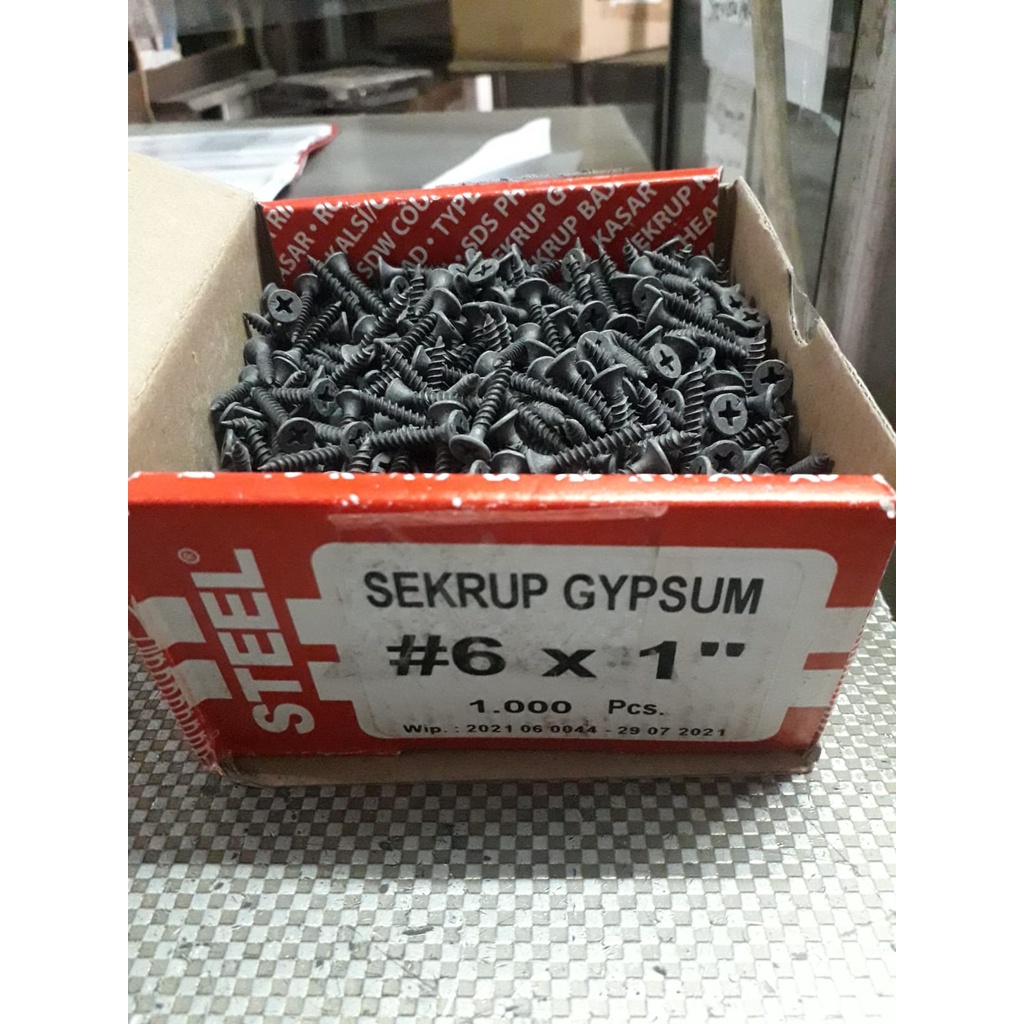 Jual Sekrup/Baut / Skrup Gypsum Hitam 2.5 cm 1" x 6 per 1 Dus | Shopee ...