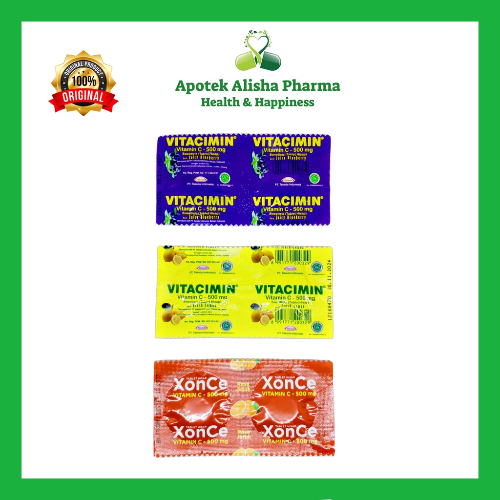 Jual Vitacimin Strip 2 Tablet Hisap Vitamin C 500mg | Shopee Indonesia