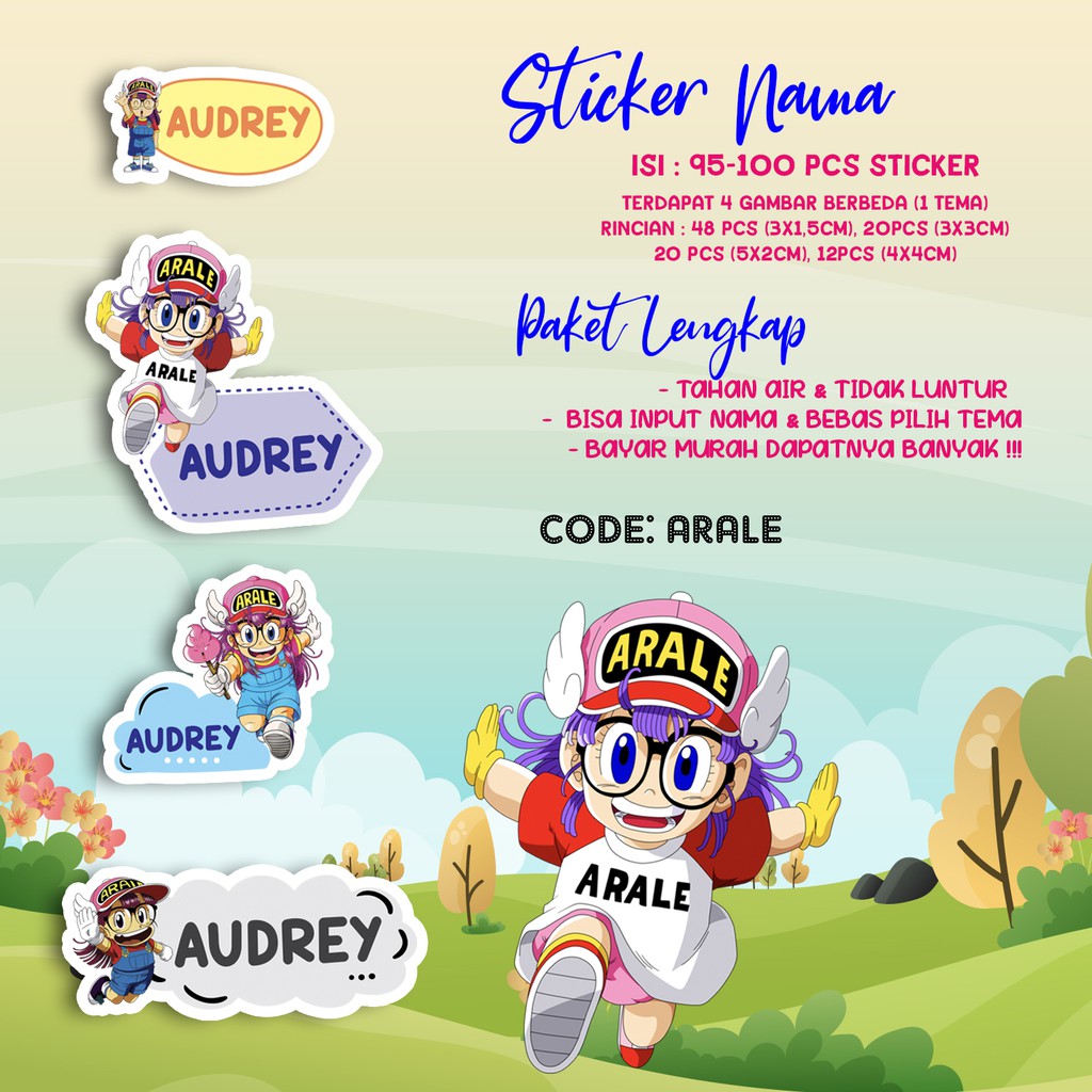 Jual Sticker / Stiker Label Nama Karakter Tema ARALE DR SLUMP | Shopee ...