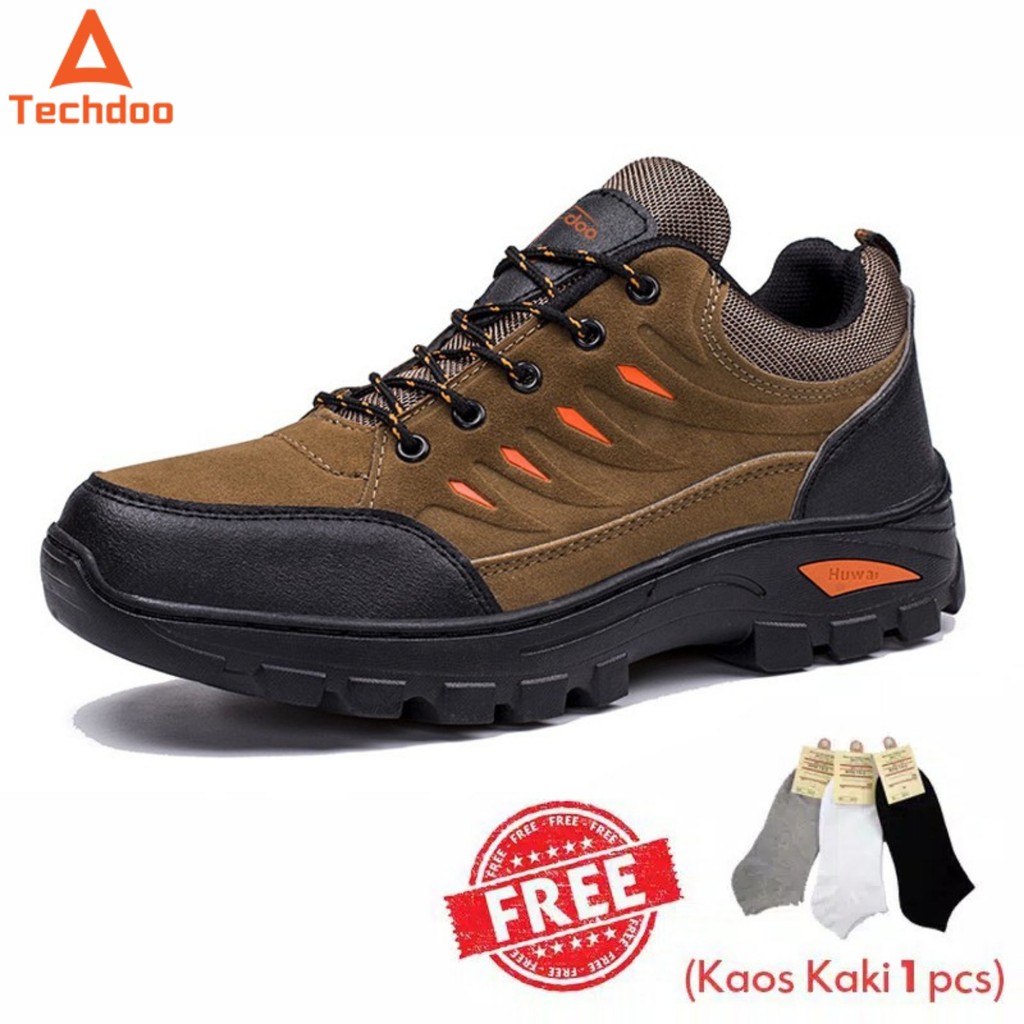 Jual Techdoo Sepatu Hiking Olahraga Pria Tahan Air Non-Slip Panjat Tebing Shoes Outdoor Sport ...