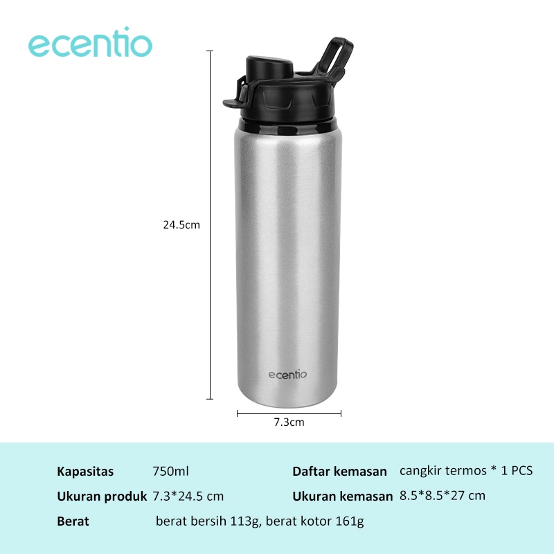 Jual Ecentio botol minum sport botol air /750ml-1000ml Tumbler Sports ...