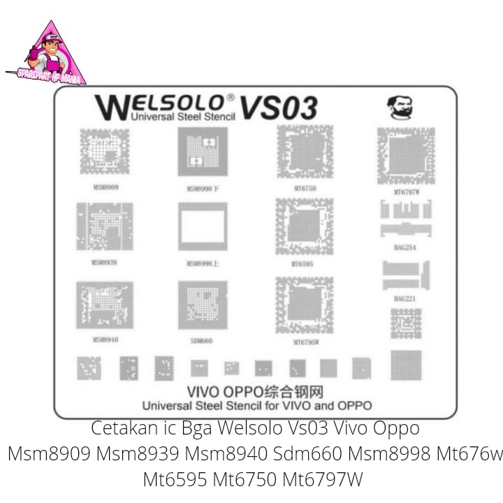 Jual PLAT CETAKAN IC BGA WELSOLO VS03 MSM8909 MSM8939 MSM8940 SDM660 MT6797W ORIGINAL | Shopee ...