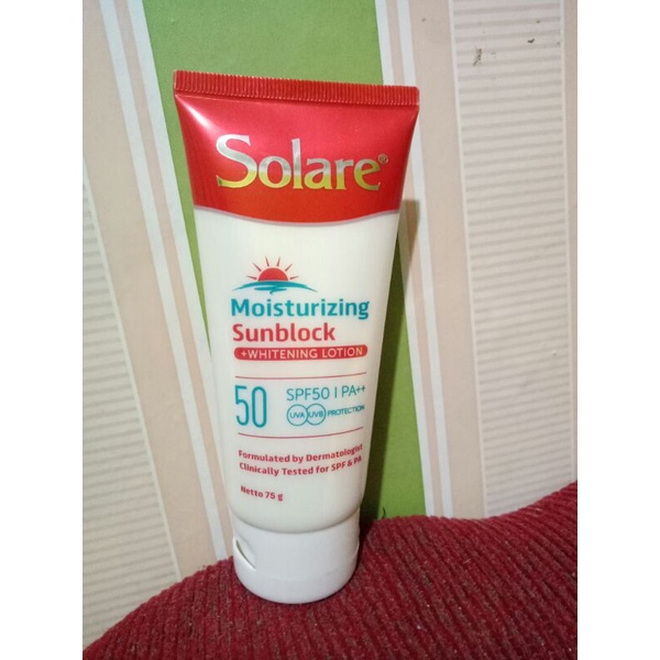 Jual Solare Moisturizing Sunblock SPF 50 Plus Whitening Lotion 75 gr ...