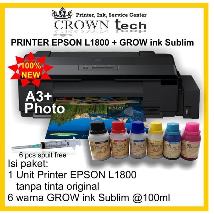 Jual Epson L1800 printer A3 + GROW INK SUBLIM | Shopee Indonesia