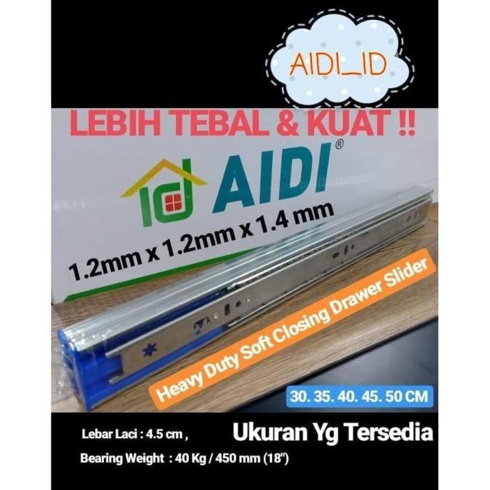 Jual AIDI REL LACI SLOW MOTION SOFT CLOSING HEAVY DUTY DRAWER SLIDER ...