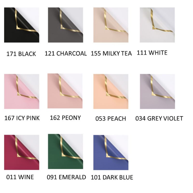 Jual 20 LEMBAR CELLO SOLID GOLD FRAME / Kertas Buket bunga Cellophane ...