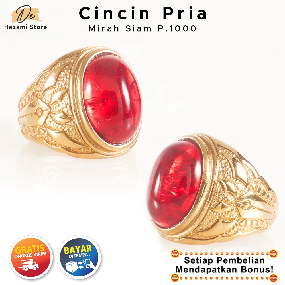 Jual BISA COD Cincin Pria Titanium Merah Siam Emas Batu Keren Mewah ... Jual BISA COD Cincin Pria Titanium Merah Siam Emas Batu Keren Mewah ...