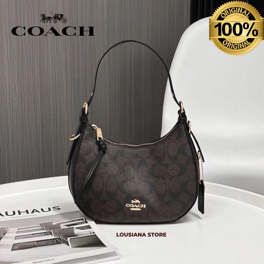 Jual TAS COACH SIGNATURE KLEO HOBO BROWN BLACK | Shopee Indonesia