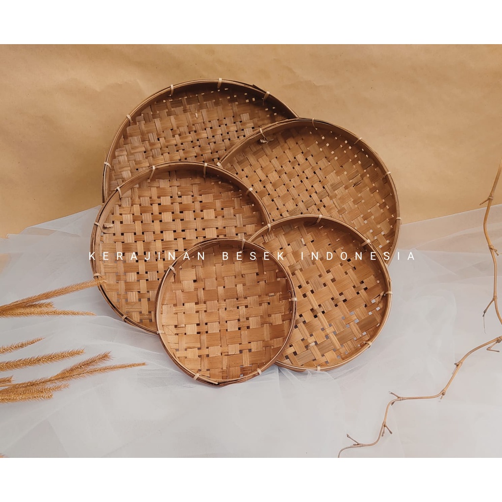 Jual PIRING BULAT NATURAL BAMBU// Piring makan// Piring tradisional ...