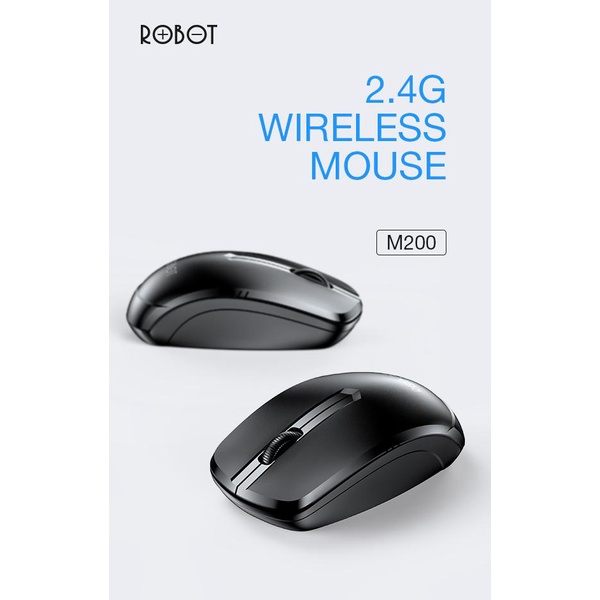 Jual Mouse Wireless Robot M200 2.4G Optical USB Ergonomis Silent Click Klik 1600DPI Garansi ...