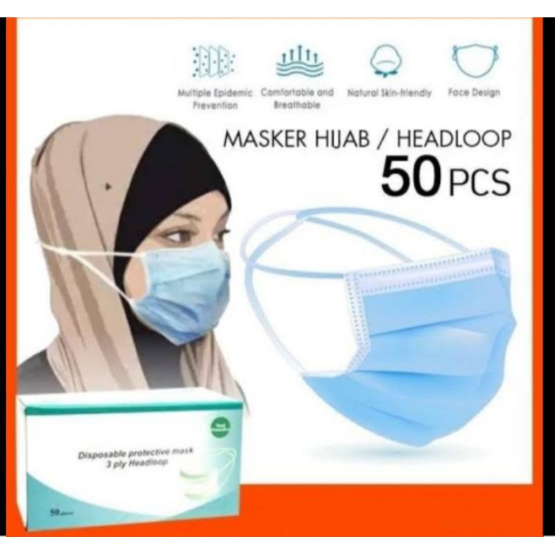 Jual Masker 3ply NON HIJAB biru dan hitam | Shopee Indonesia
