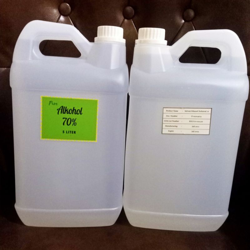 Jual Alkohol 70% 5 Liter Ethanol Technical Grade Medis Farmasi Industri ...