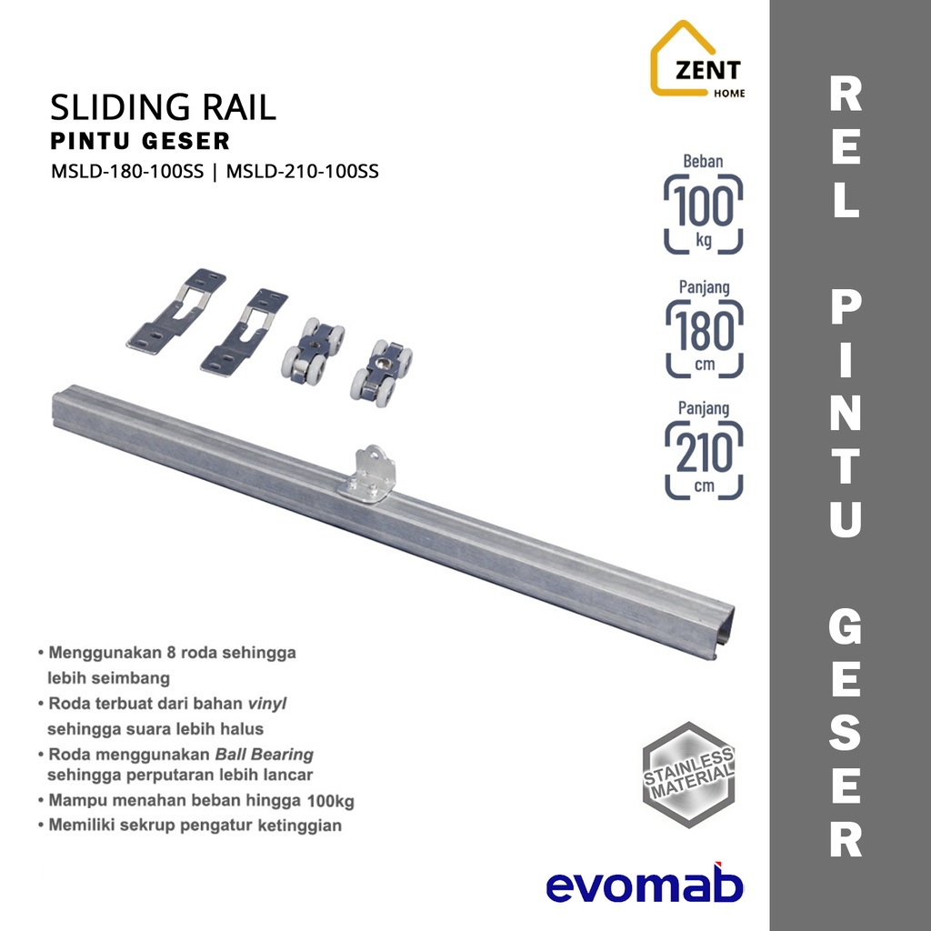 Jual evomab Sliding Rail Rel Pintu Geser Slide Slider Door MSLD ...
