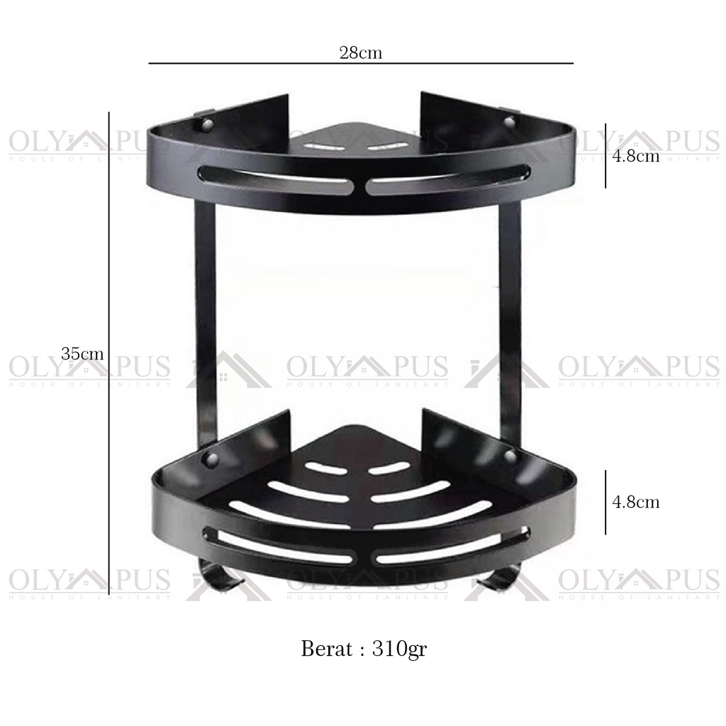 Jual Rak Sabun Sudut Aluminium Segitiga Gold 2 Susun Multifungsi Kamar ...