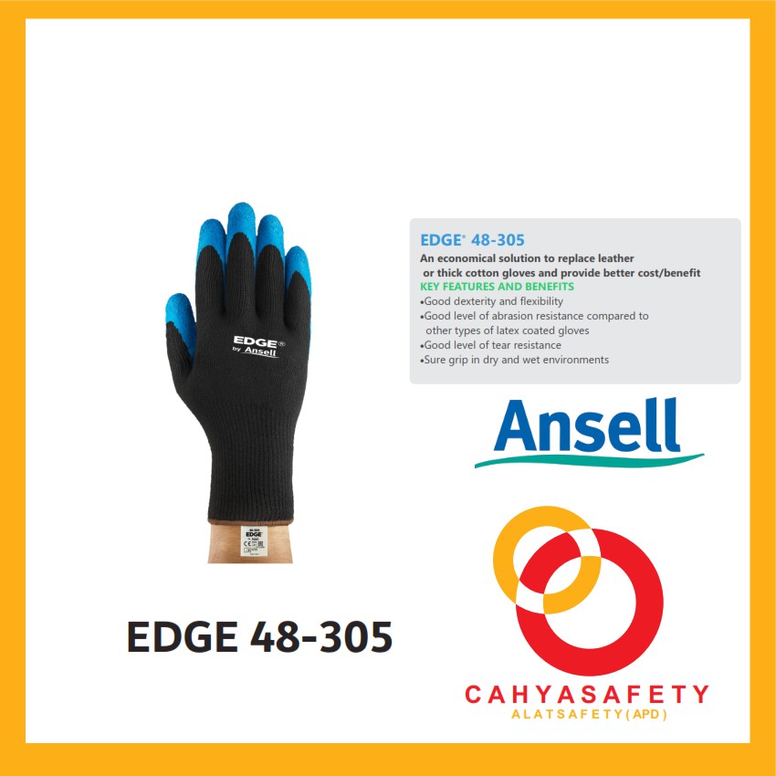 Jual ansell / edge 48-305 / edge / 48-305 / sarung tangan / safety ...