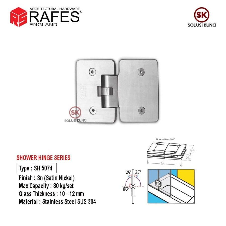 Jual Engsel Pintu Kaca SHOWER RAFES England Stainless Steel SUS 304 ...