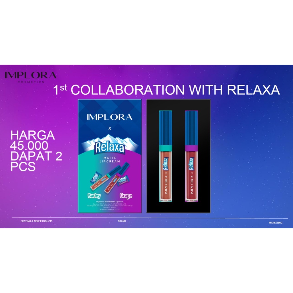 Jual (Limited Edition) IMPLORA X RELAXA MATTE LIPCREAM LIP CREAM BARLEY ...